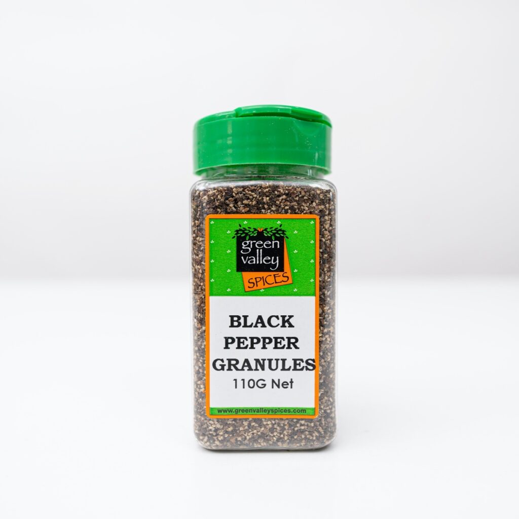 Shaker Jar- Black Pepper Granules - Green Valley Spices - Online Store